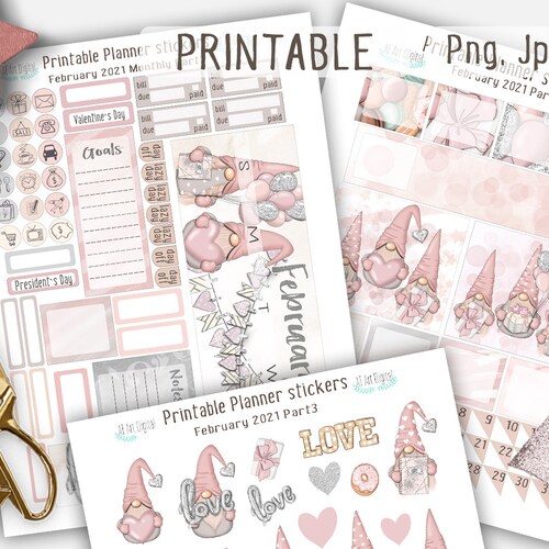 Planner Stickers February Stickers Monthly Kit Printable | Etsy