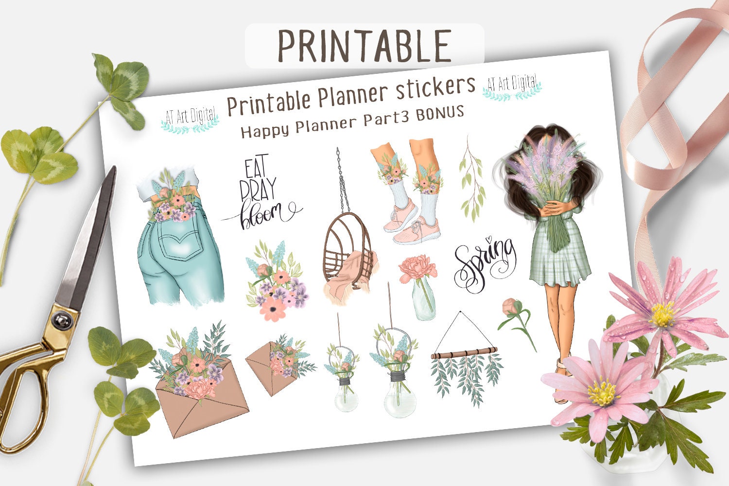 Happy Planner Stickers, Spring Stickers, Weekly Stickers, Floral ...
