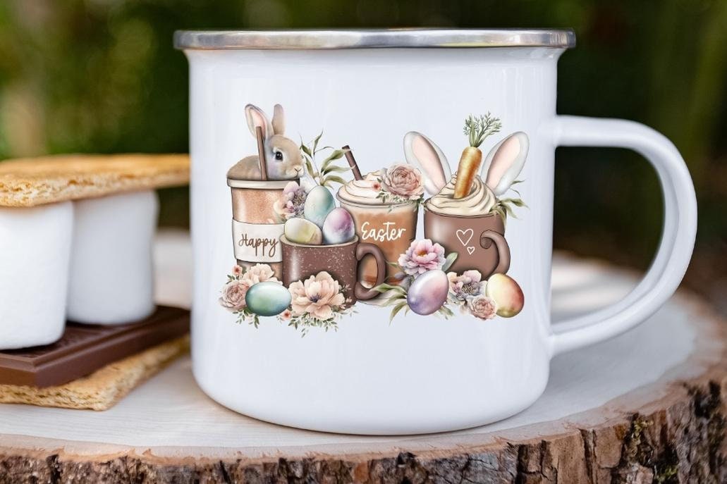 Happy Easter Coffee Cups Png Sublimation Designs Rabbit - Etsy