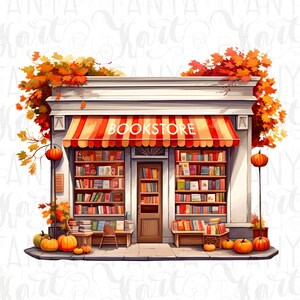Bookstore Autumn PNG Fall Tree Landscape Wall Art Digital Prints for ...