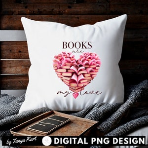 Books Are My Love, Pink Heart for Valentine's Stickers & Book Lover ...
