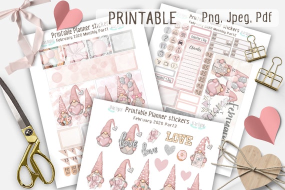 Planner stickers February Stickers Monthly Kit Printable | Etsy