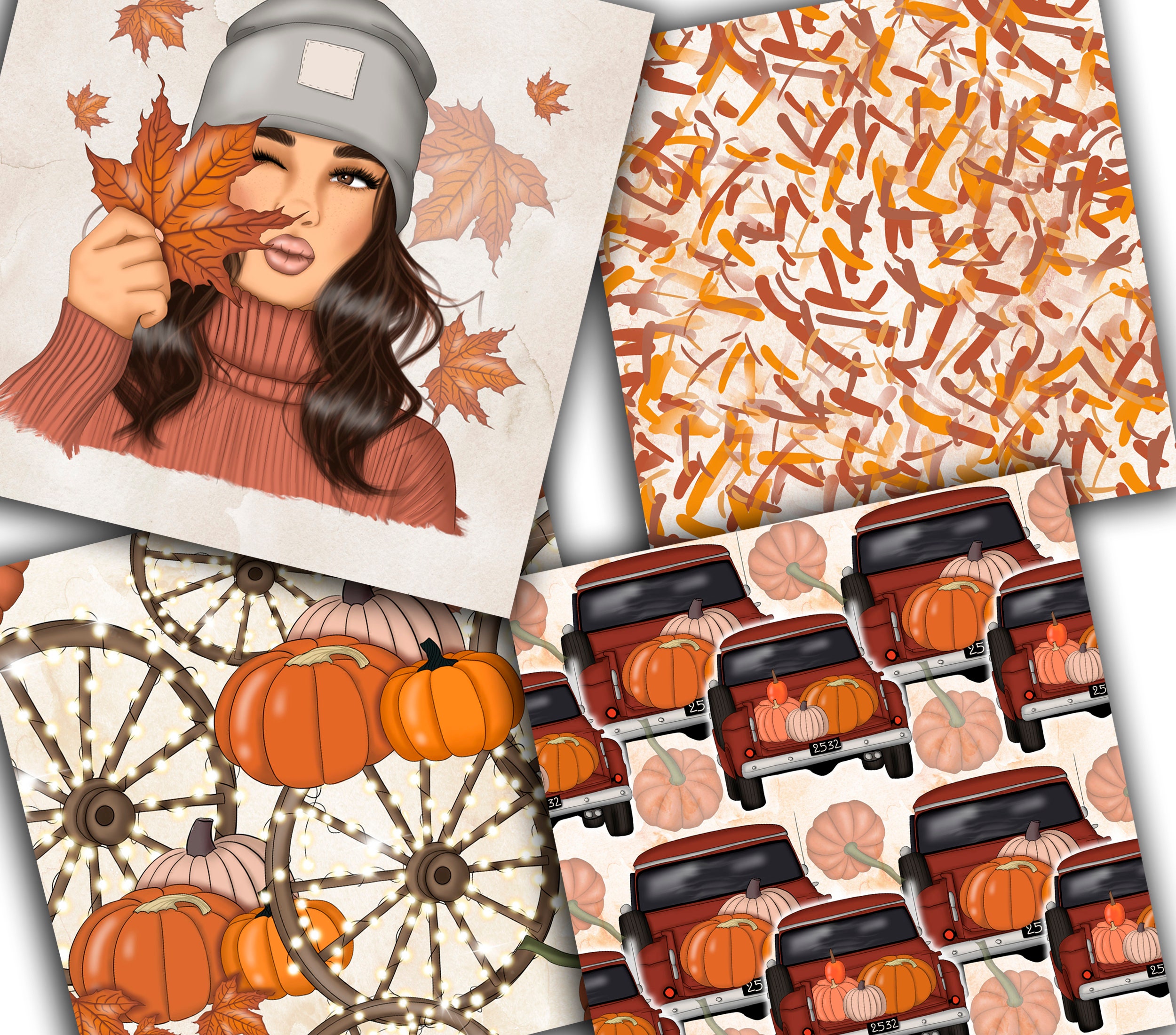 Autumn Papers Surface Patterns Fall Diy Design Papers - Etsy