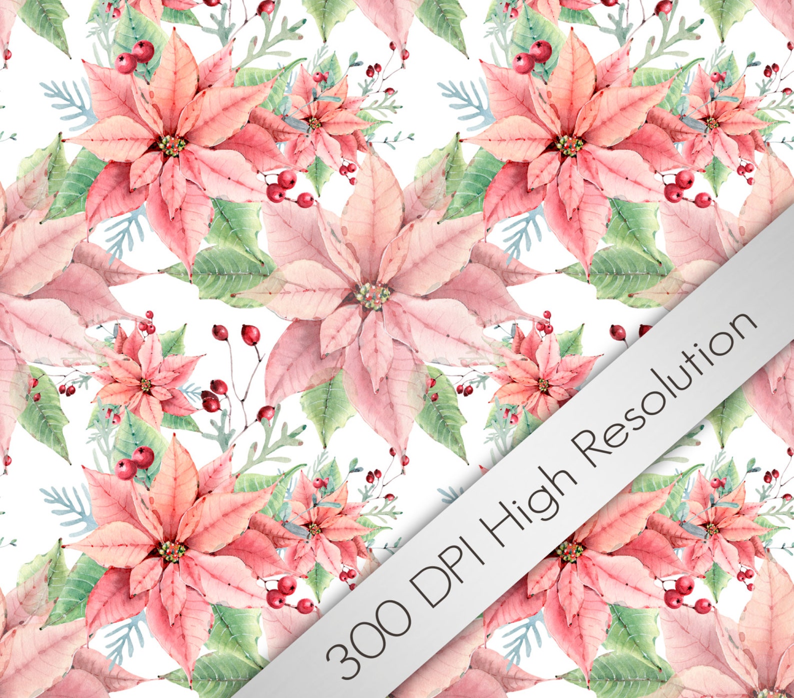 Pink Christmas Paper Floral Digital Paper Scrapbook Paper | Etsy