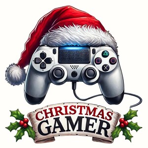 Christmas Gamer PNG, Merry Xmas Sublimation File With Game Controller ...