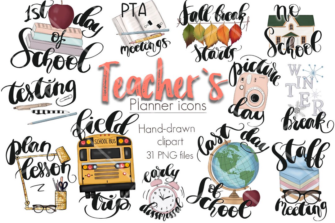 School Stickers Teacher Png Clipart, Education Icons,teacher Activities ...