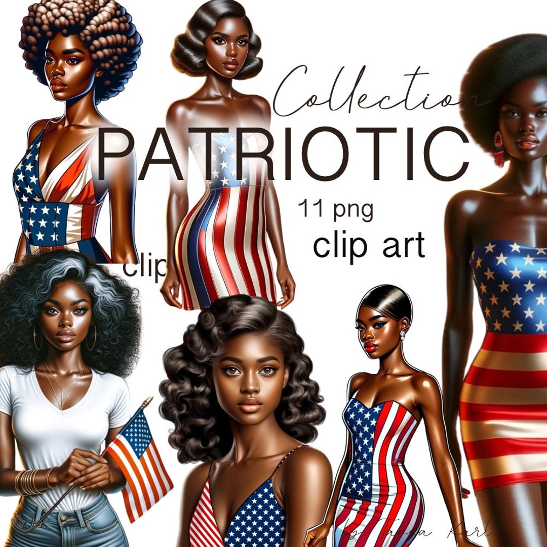 Patriotic Women Clipart Bundle | USA PNG Images for Independence Day ...