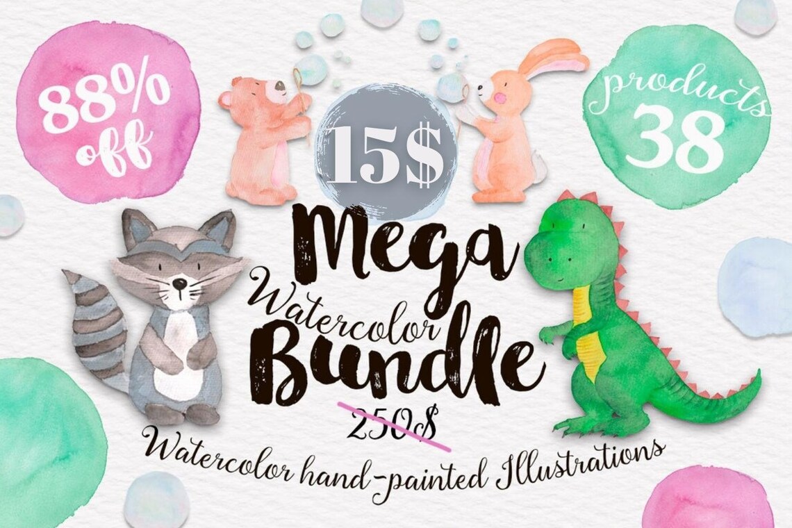 Bundle Pack Png Watercolor Animals Clipart Watercolor - Etsy
