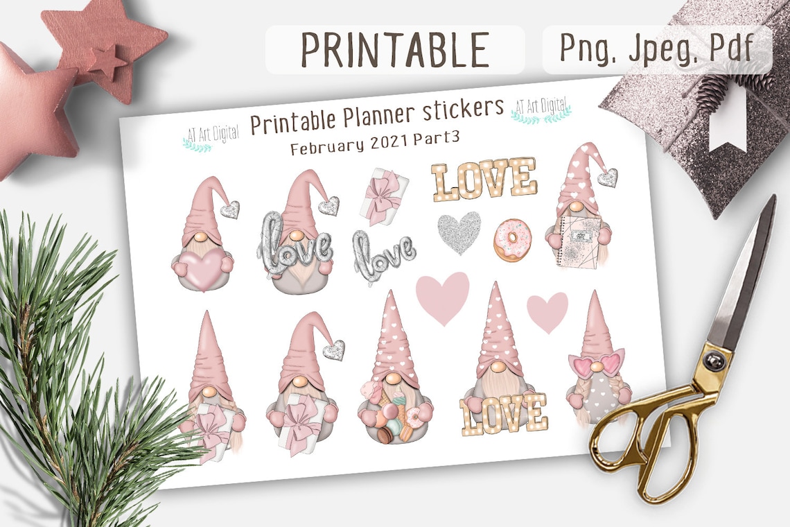 Planner Stickers, February Stickers, Monthly Kit, Printable Planner ...