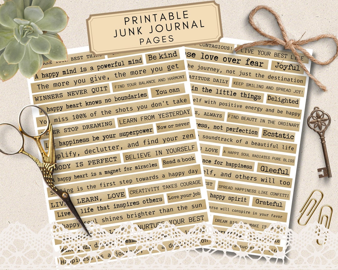 Printable Motivational Inspirational Phrase Stickers for Junk Journal ...