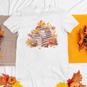 Fall Png Books, Watercolor Autumn Leaves: Digital Prints and ...