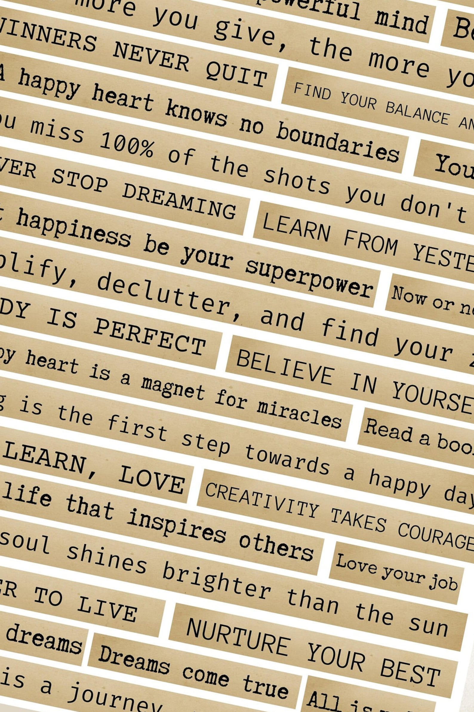 Printable Motivational Inspirational Phrase Stickers for Junk Journal ...