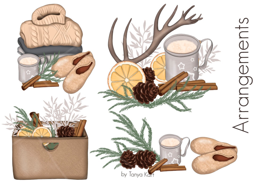 Hygge Fashion Christmas Clipart Set, Winter Illustrations for Planner ...