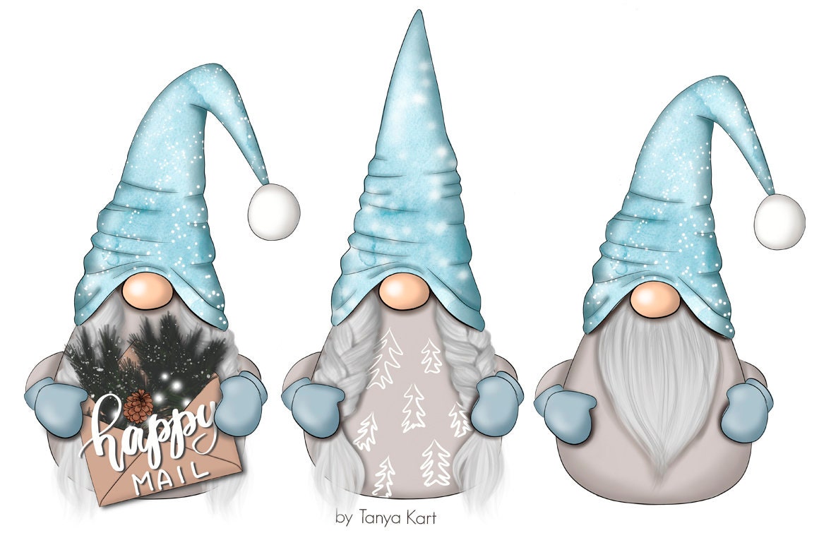 Nordic Gnomes Clipart Winter Gnomes Clipart Whimsical - Etsy