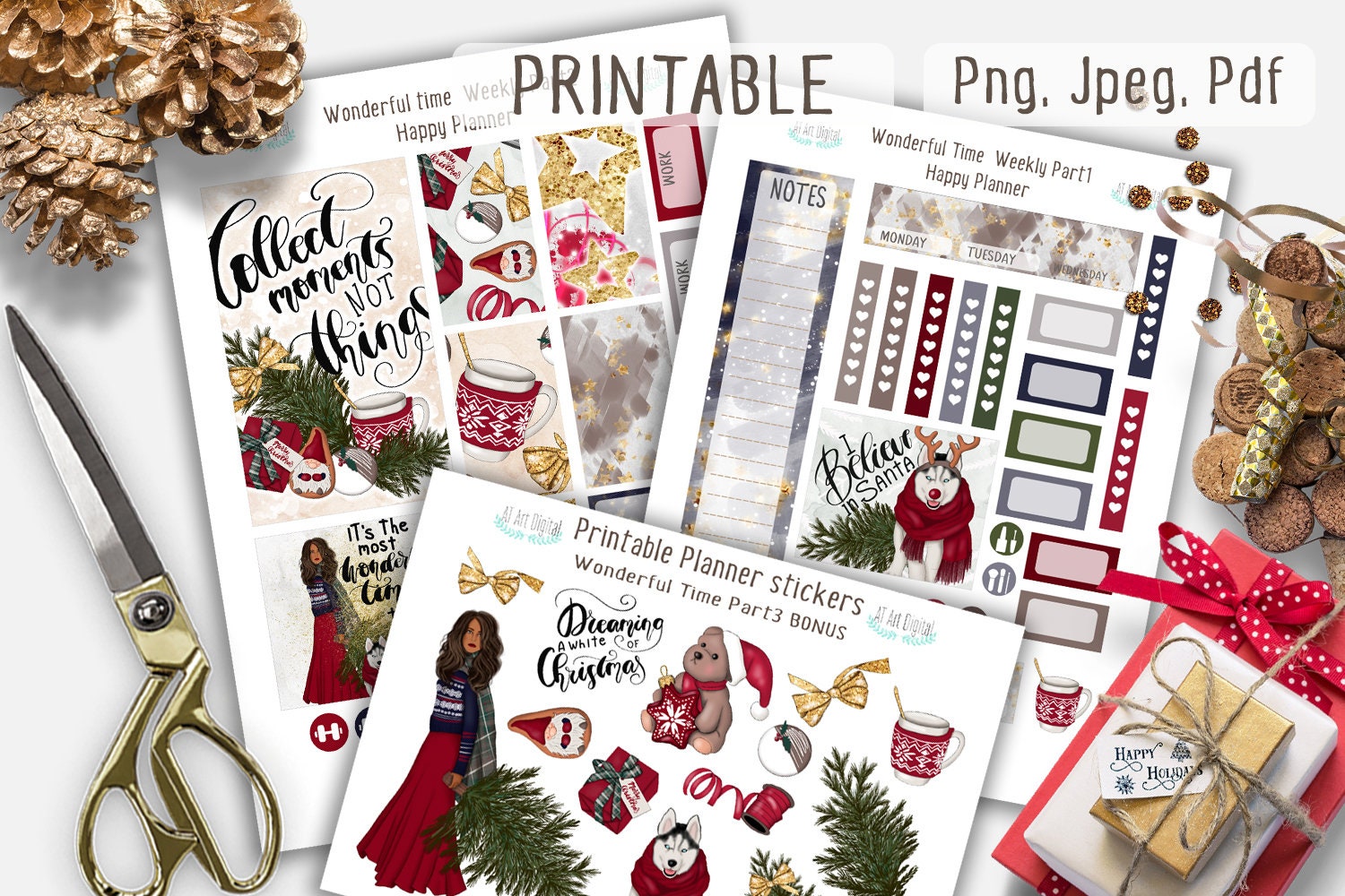 Digital Holiday Digital Home Party Sticker Set For Happy Planner ...