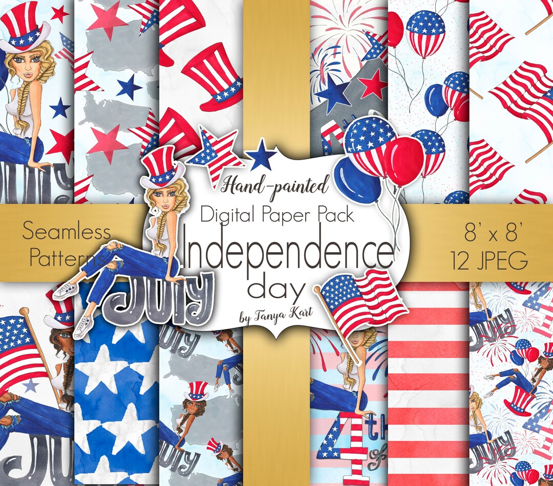 Summer Digital Paper, 4 Th of July Digital Paper, Independence Day ...