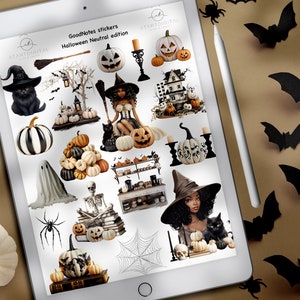 Digital Halloween Planner Stickers - African American Goodnotes Sticker ...
