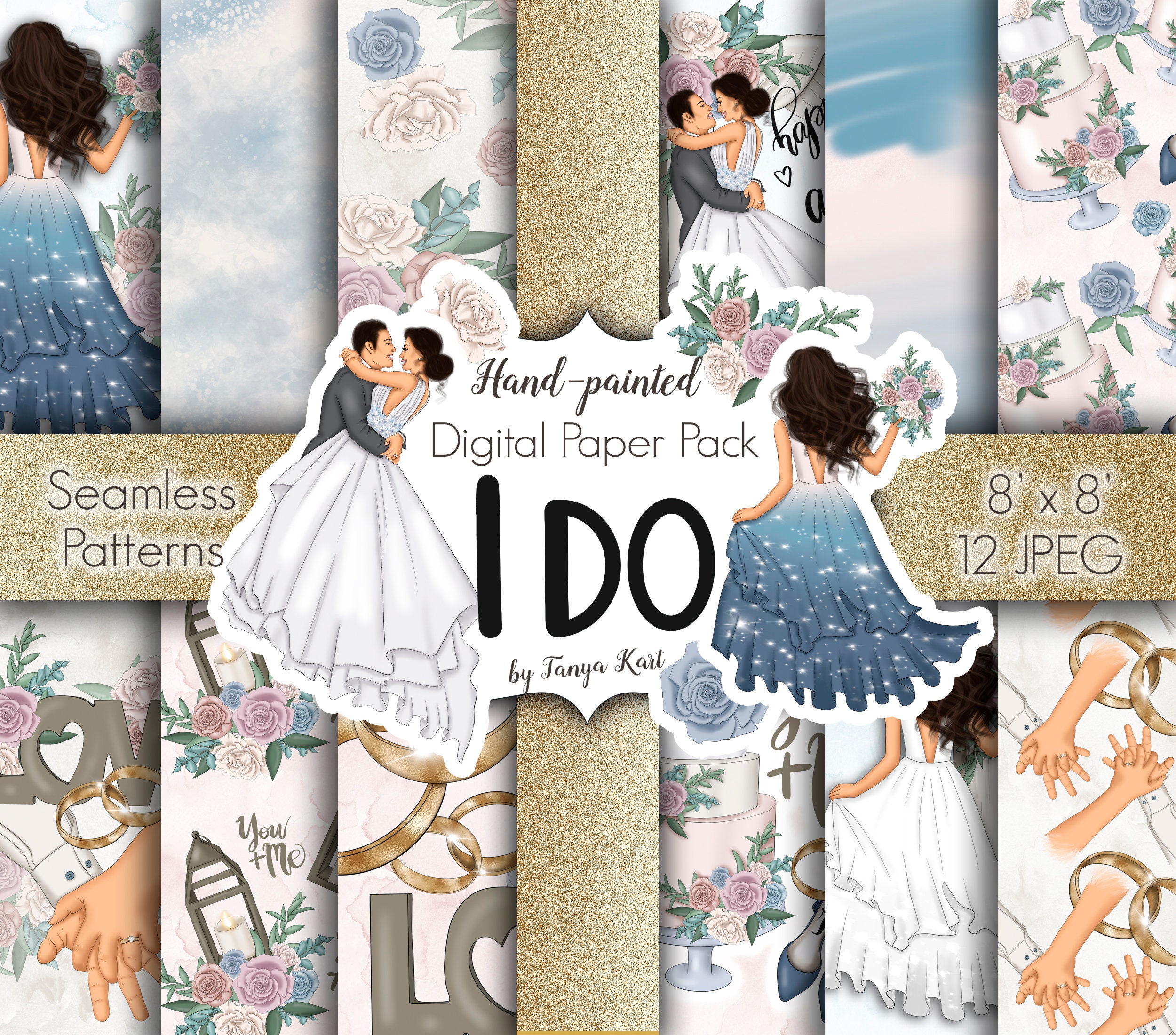 Bride Paper Wedding Backgrounds Floral Pattern Fashion | Etsy