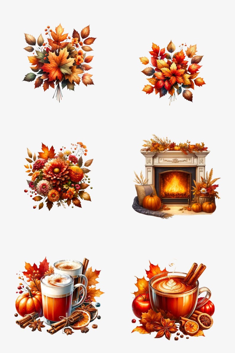Cozy Fall Reading Clipart Set, Bookish Stickers, Planner Autumn Home ...