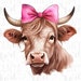 Cow With Pink Bow: Farm Animal Sublimation Design for Digital - Etsy