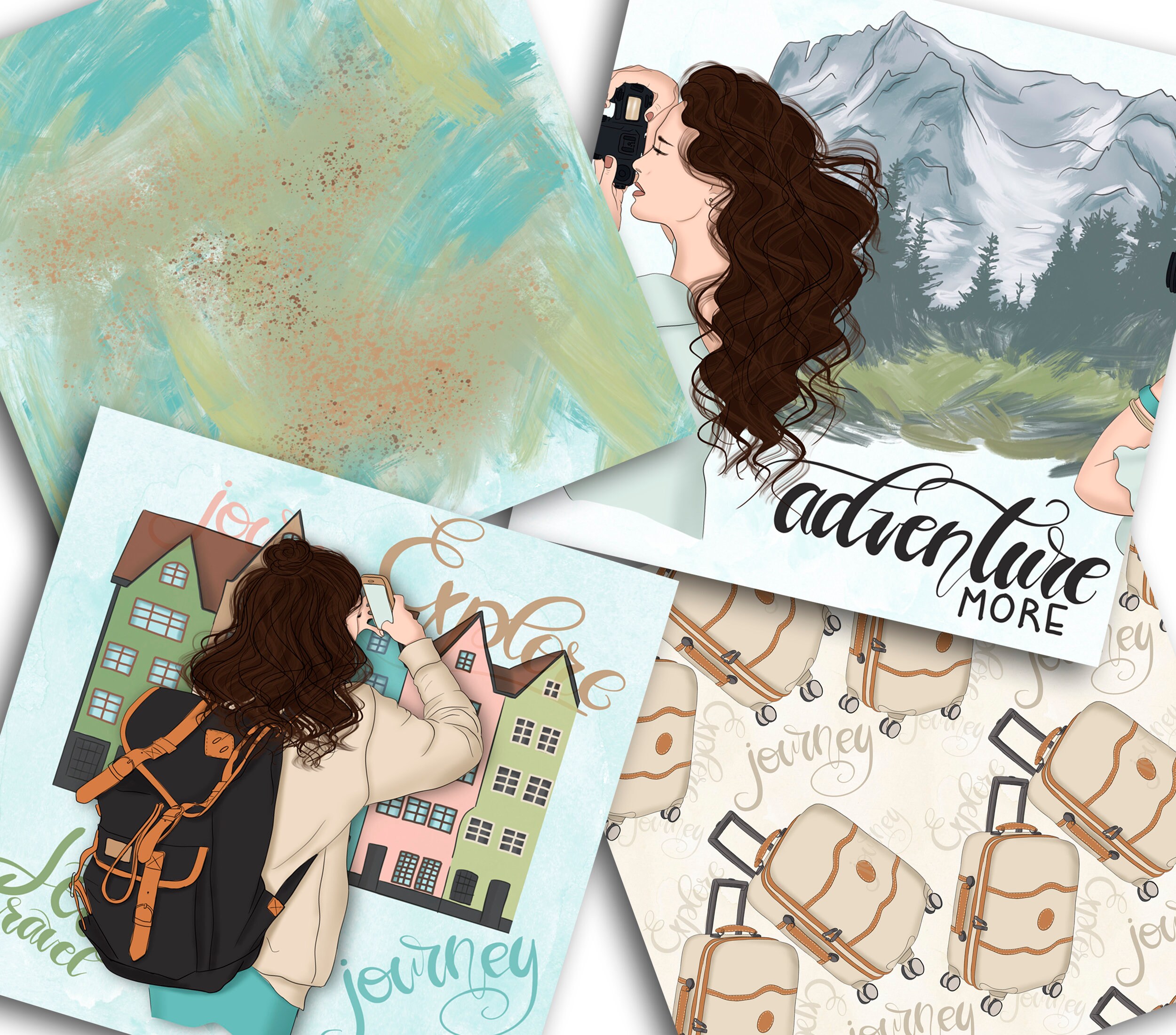 Summer Papers, Travel Digital Paper, Vacation Papers, Travelling Paper ...