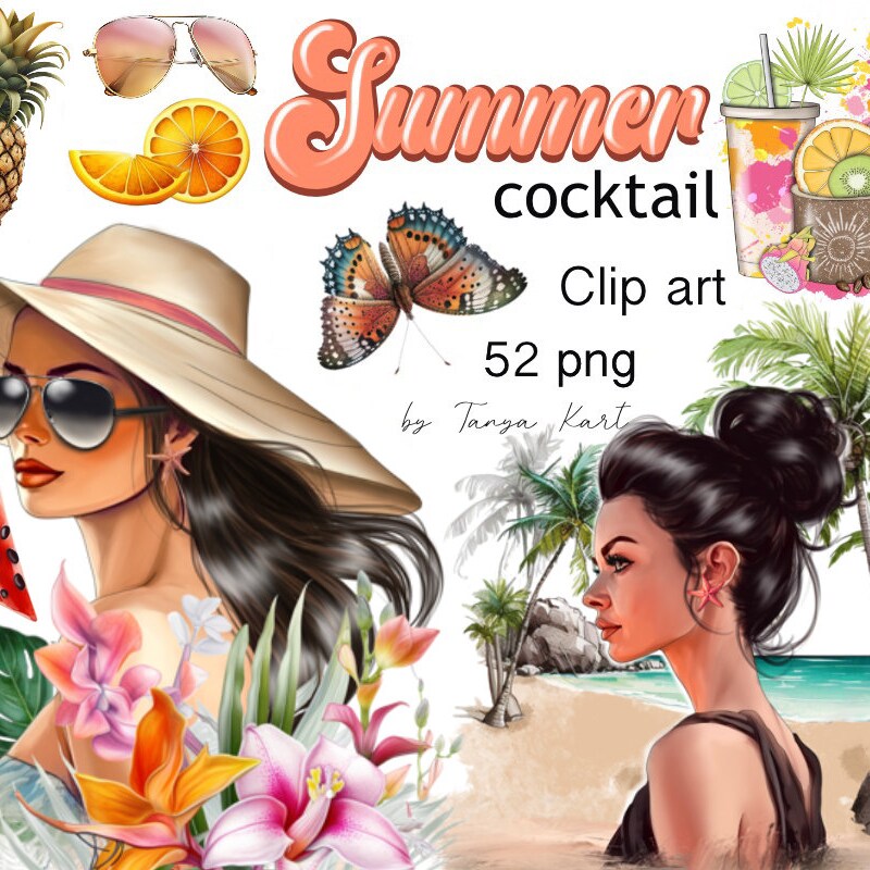 Beach Girls Clipart - Etsy