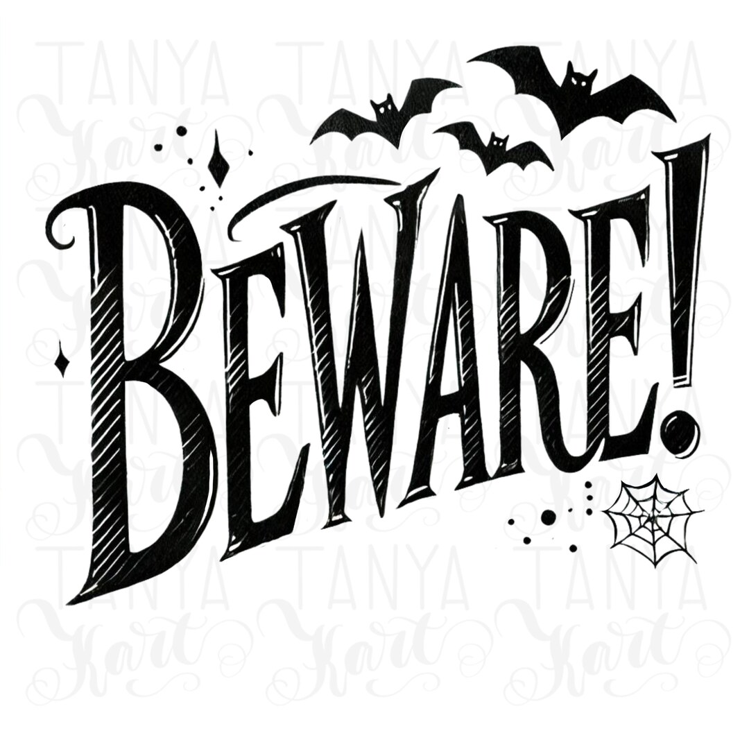 Beware PNG Digital Download for Crafting, Halloween Watercolor, Spooky ...