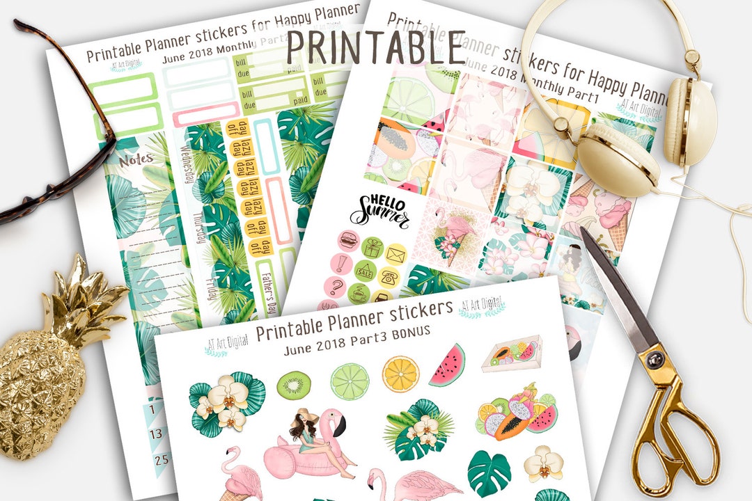Summer Planner Stickers, June Planner Stickers, Happy Planner Stickers ...