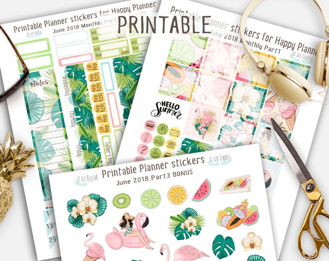 Summer Planner Stickers June Planner Stickers Happy Planner - Etsy