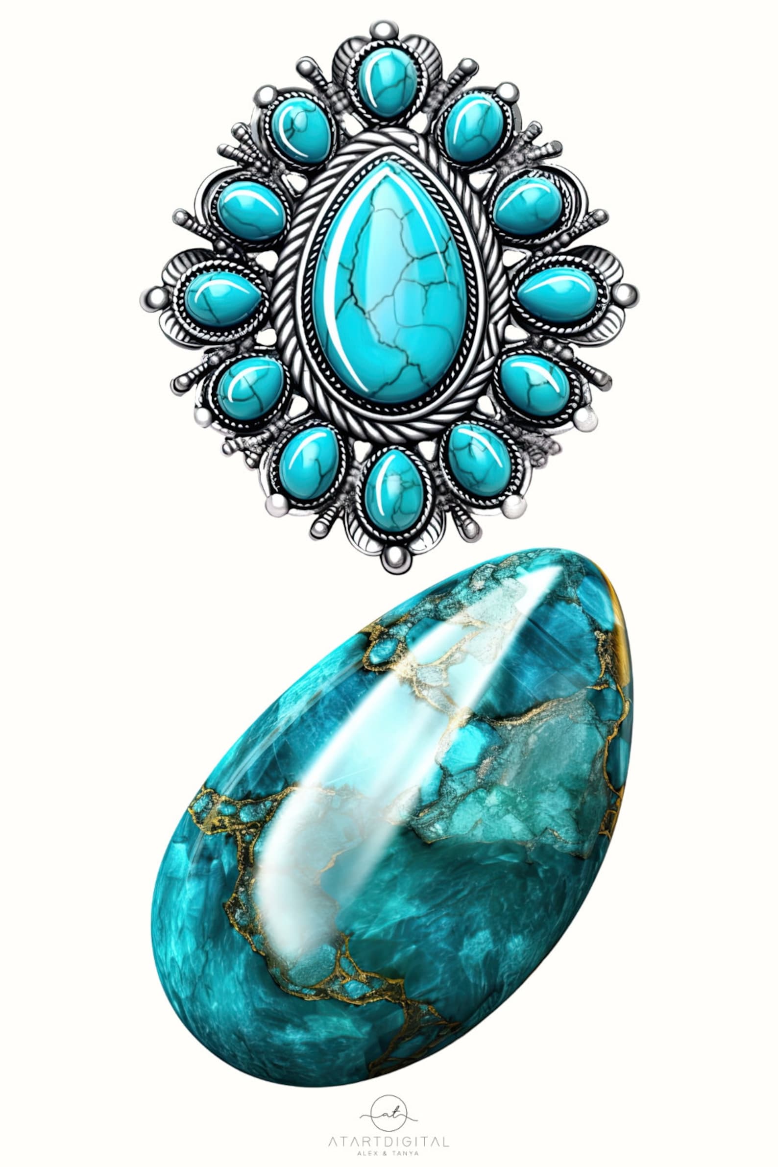 Turquoise Gemstone Png Clipart Digital Download for Commercial Use ...