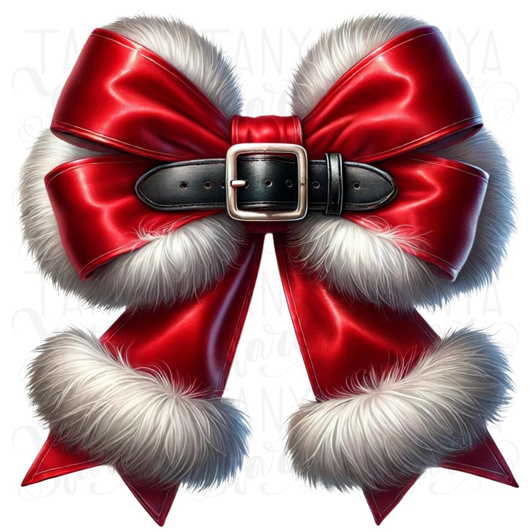 Coquette Christmas Santa Bow PNG, Preppy Holiday Sublimation for ...