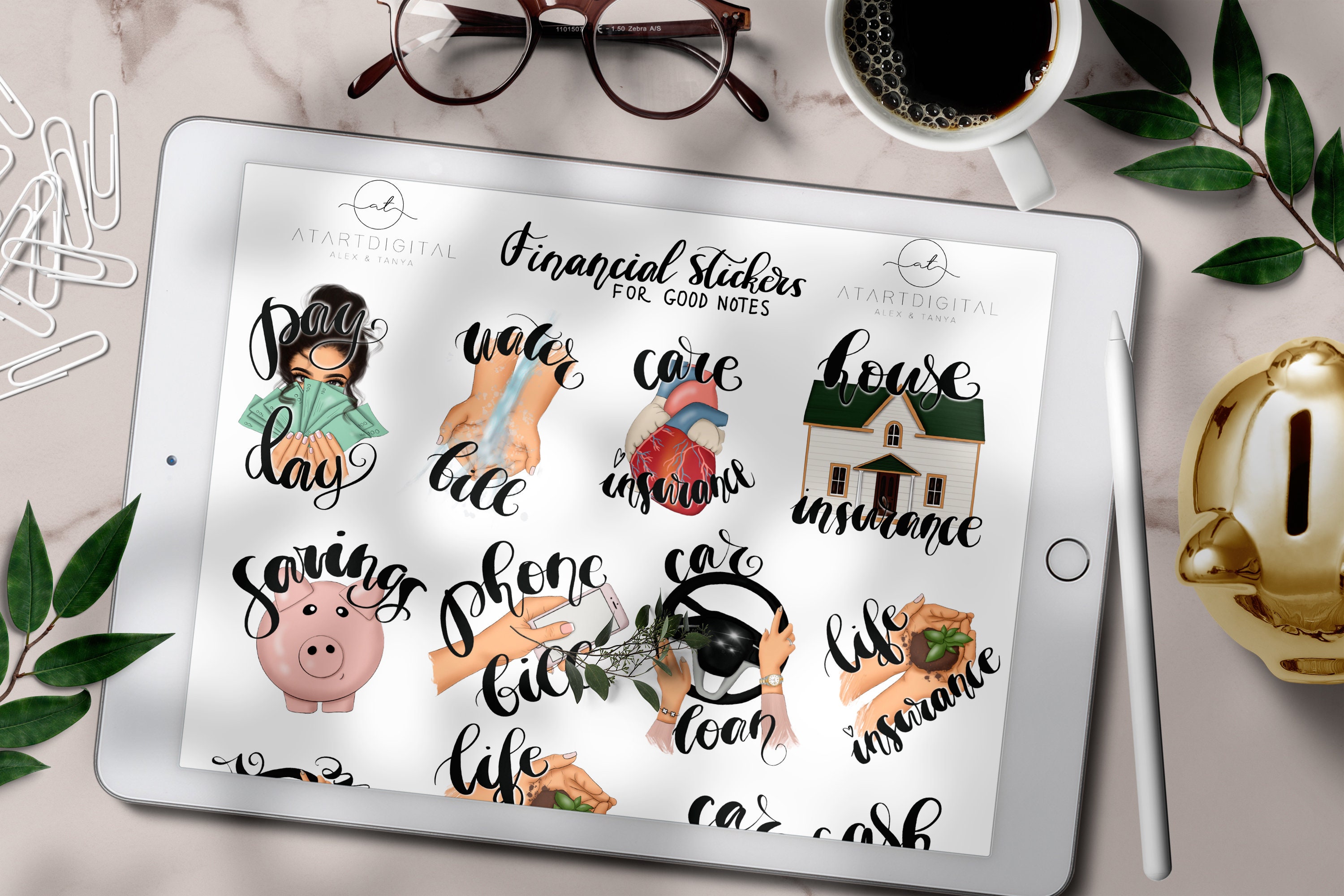 Financial Goodnotes Digital Planning Money Illustration - Etsy