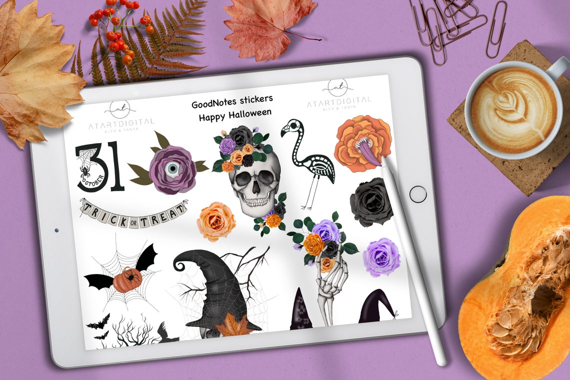Goodnotes Sickers for Halloween Digital Planner, Spooky Witch Digital ...