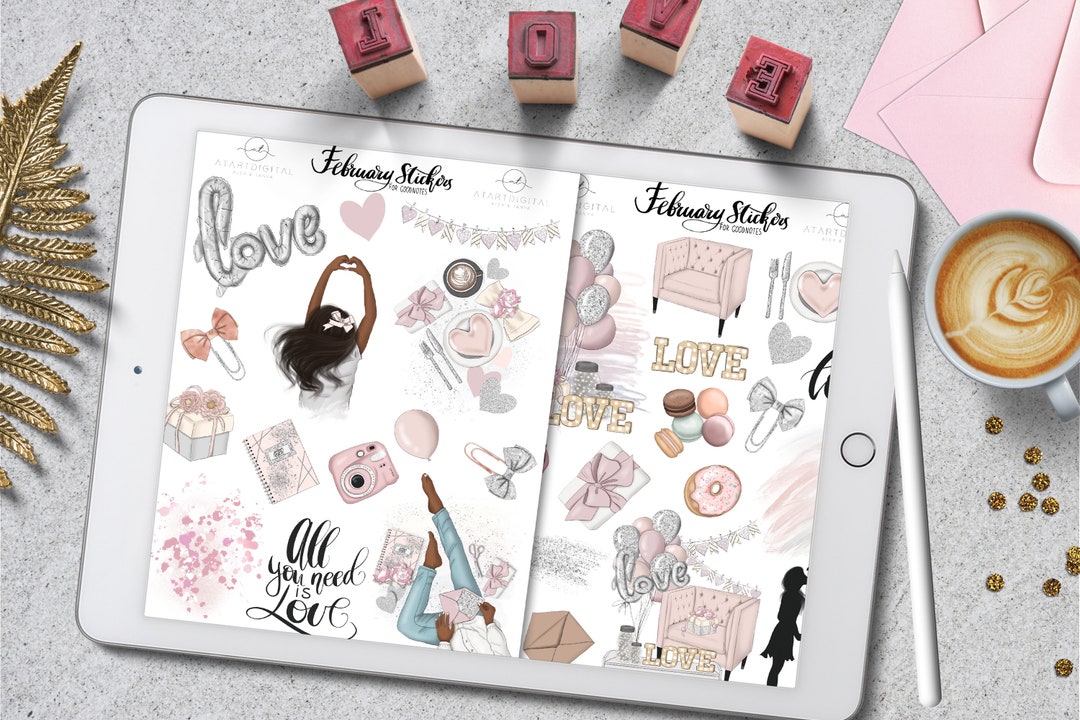 February Digital Stickers for Goodnotes, Valentine Digital Stickers ...