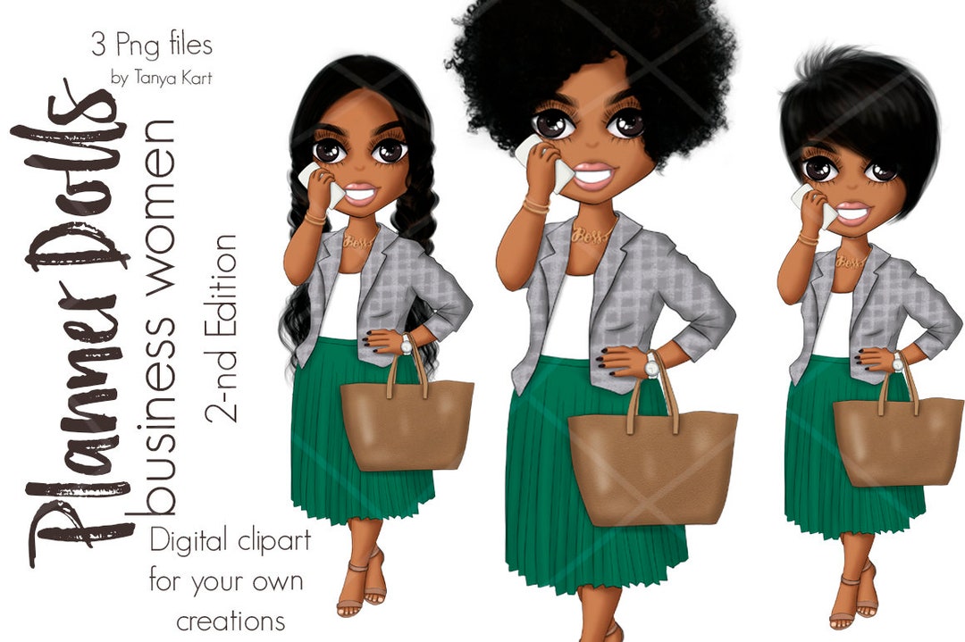 Planner Girl Clipart - African American Boss Icon, Girl Chef, Working ...