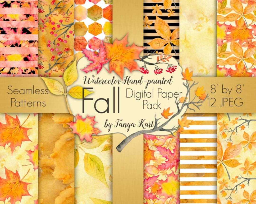 Autumn Seamless, Orange Fall Pattern, Leaves Digital Paper, Digital ...