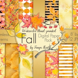 Autumn Seamless, Orange Fall Pattern, Leaves Digital Paper, Digital ...