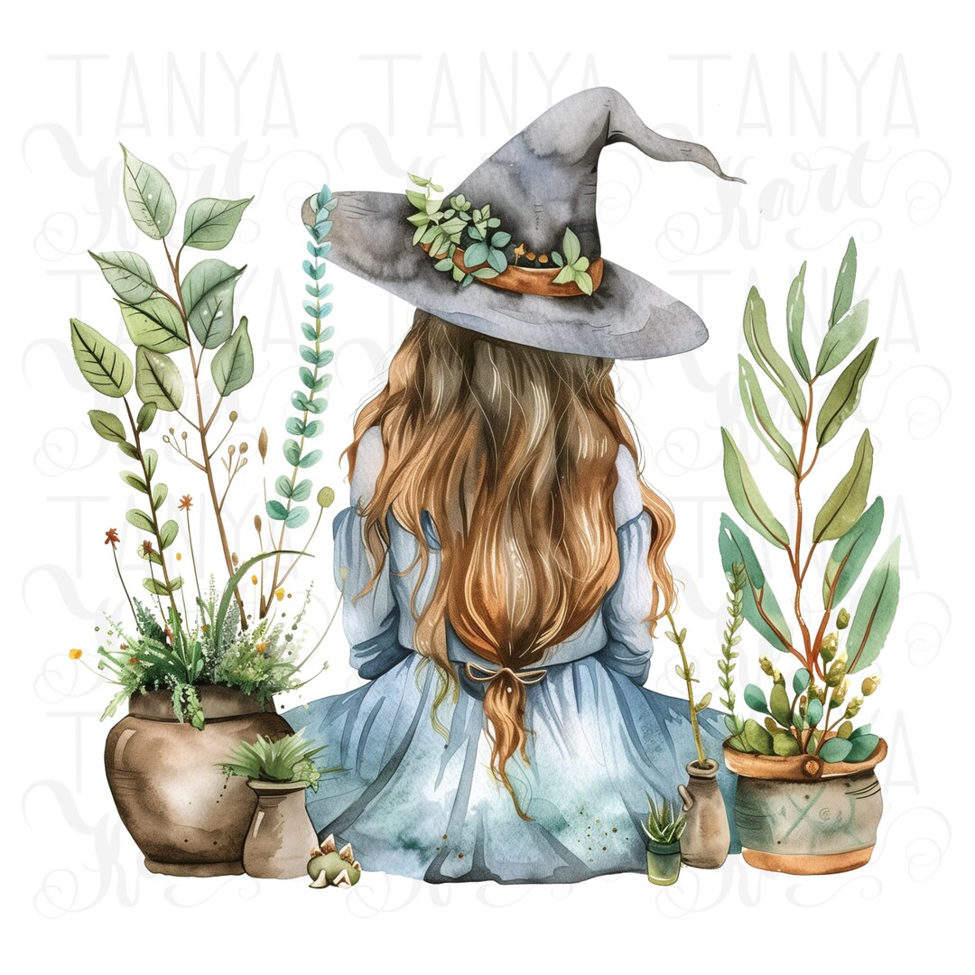 Plant Witch Printable Artwork, Digital Design Downloads for Plant ...