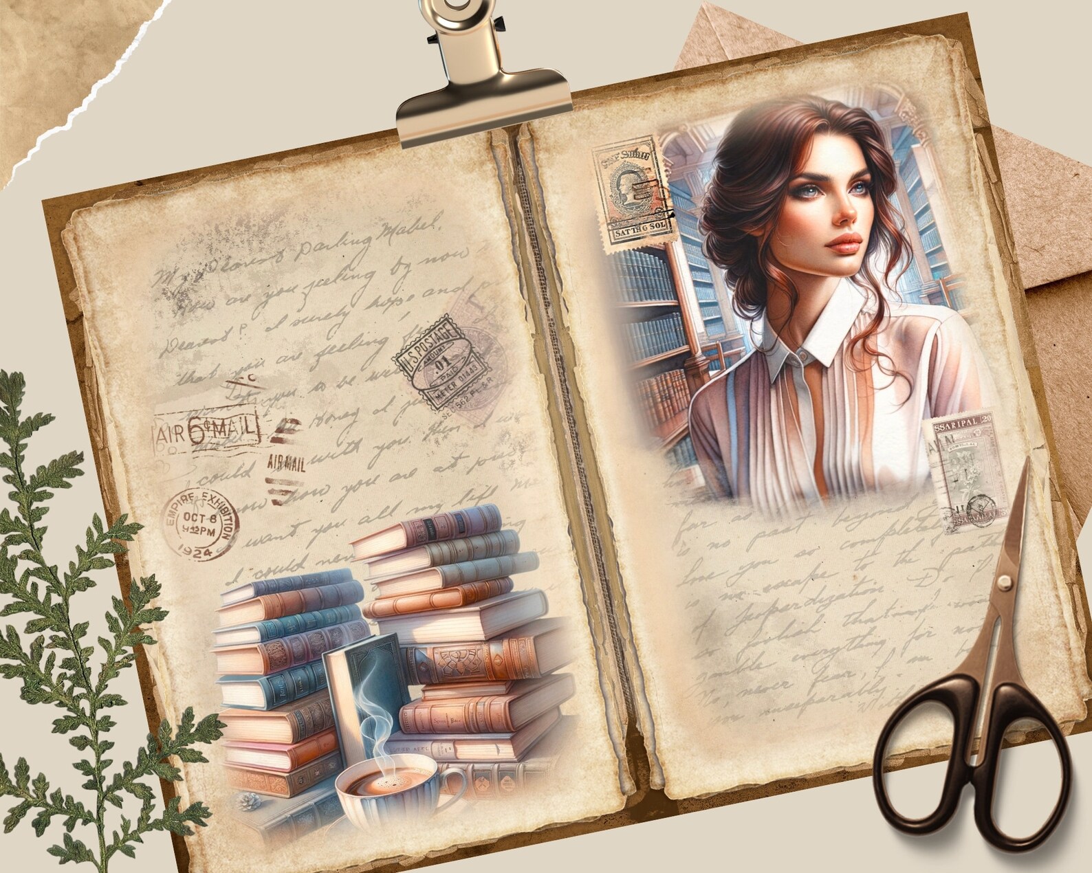 Digital Book Pages, Junk Journal Kit, Vintage Ephemera, Collage Sheets ...