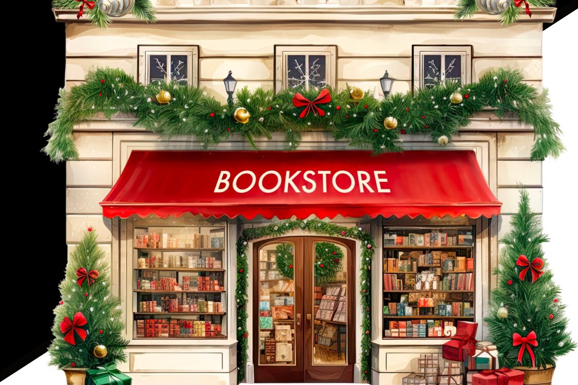 Book Store Winter Illustration Sublimation PNG for Bookworms, Christmas ...