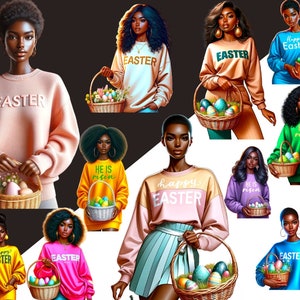 Black Girl Easter Clip Art Bundle | Spring Sublimation PNG, Digital ...