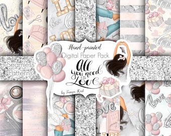 Girly Digital Paper Spring Patterns Planner Papers Seamless | Etsy