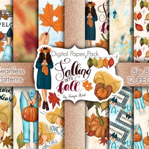 Fall Digital Papers, Autumn Patterns, Autumn Leaves Paper, Planner ...