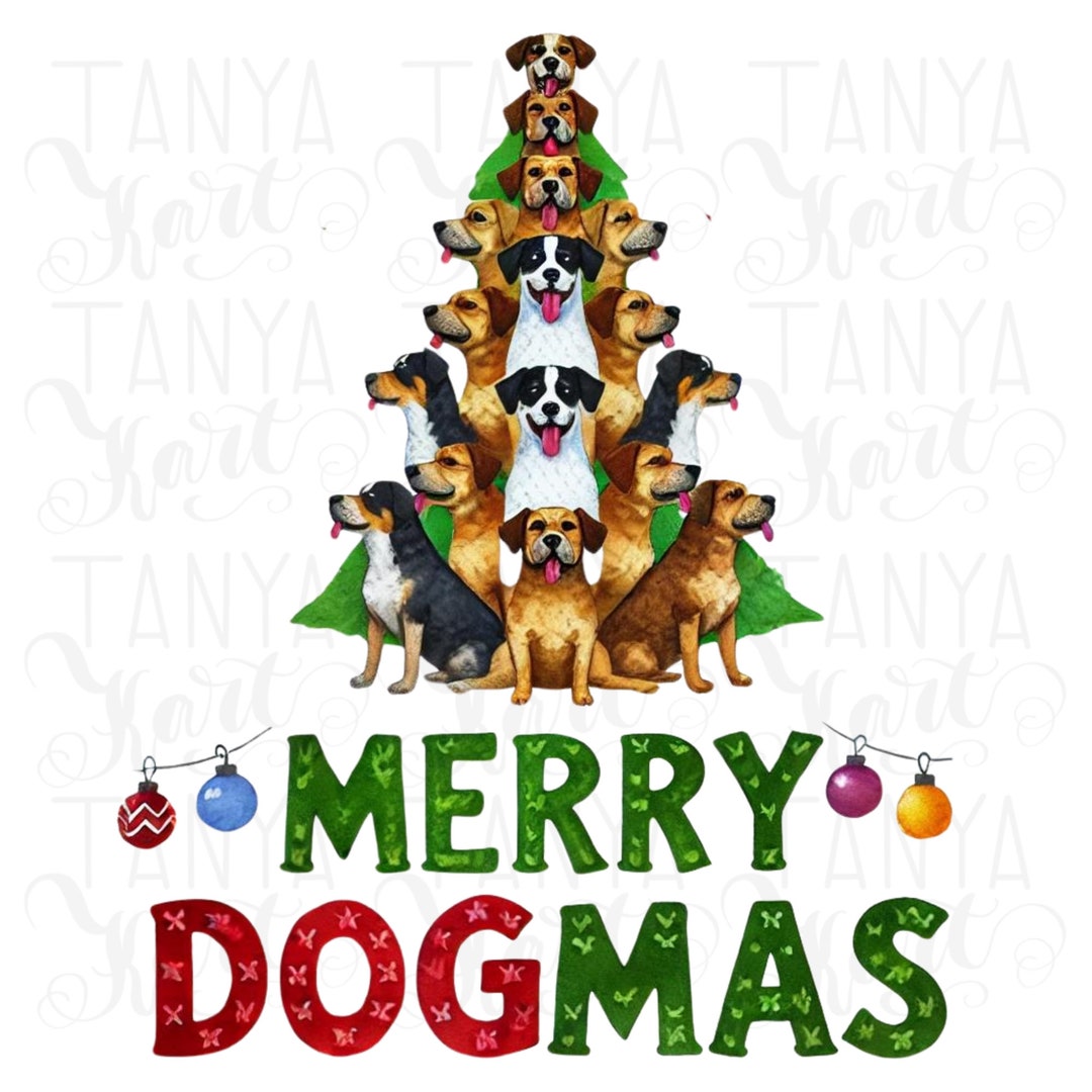 Merry Dogmas, Sublimation Digital Download, Dog Christmas Design ...