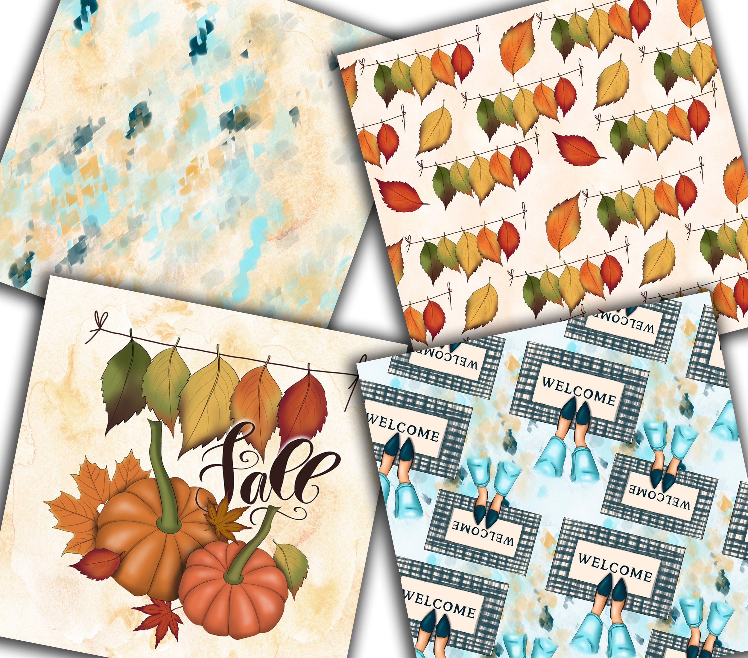 Fall Digital Papers Autumn Patterns Autumn Leaves Paper - Etsy