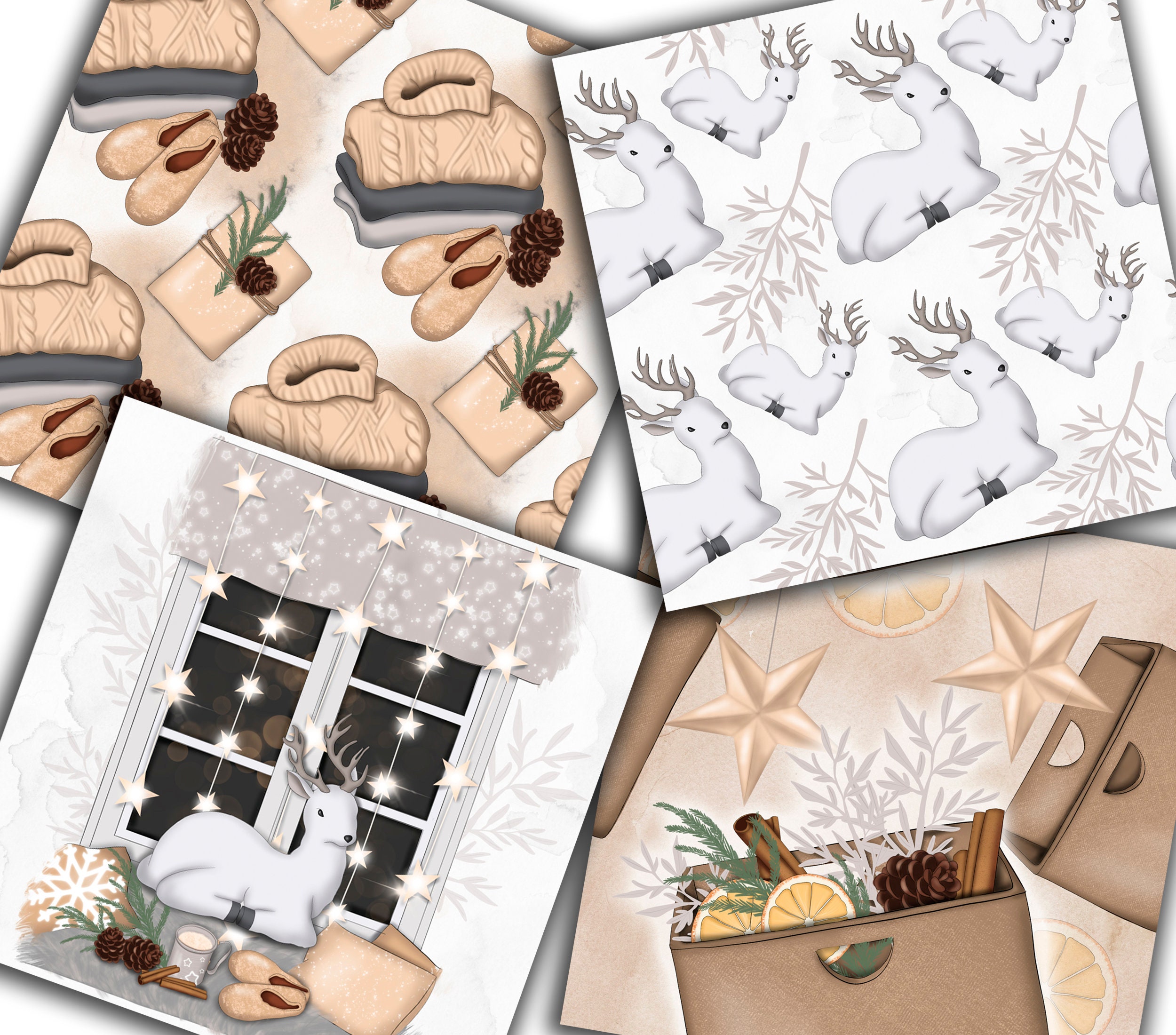 Christmas Papers Winter Papers Digital Papers Hygge - Etsy