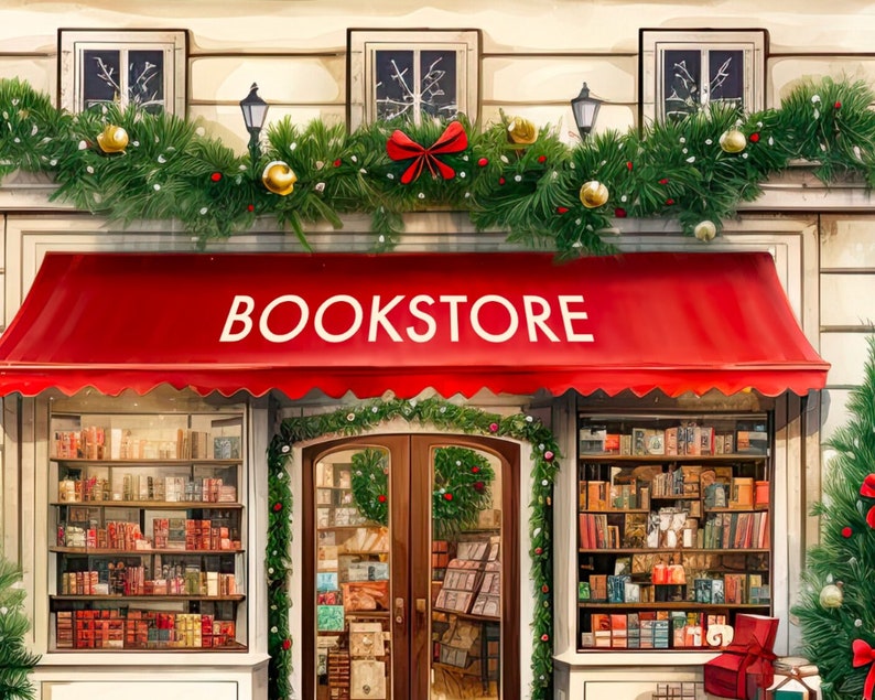 Book Store Winter Illustration Sublimation PNG for Bookworms, Christmas ...