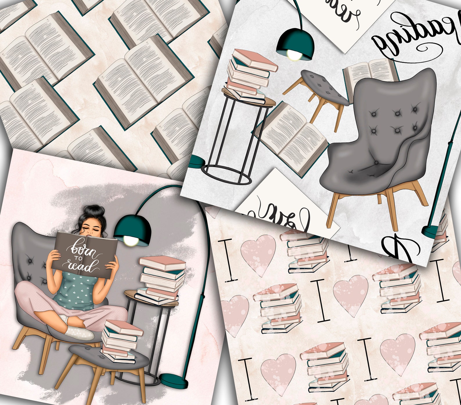 Book Digital Paper Pack for Commercial Use Bookish Surface - Etsy