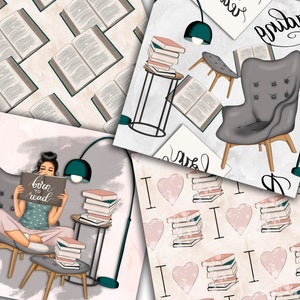 Book Digital Paper Pack for Commercial Use, Bookish Surface Design ...