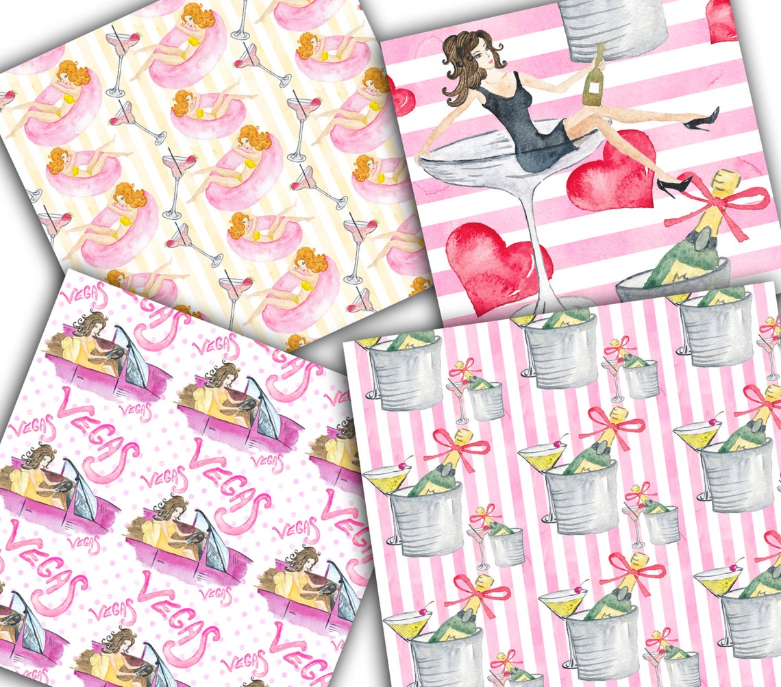 Girly Paper Pack Seamless Patterns Casino Digital Paper | Etsy